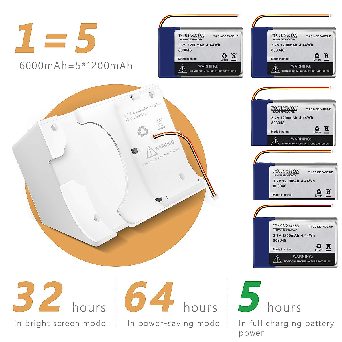 6000mAh Rechargeable Battery Mount Holder for Infant Optics DXR-8 Video Baby Monitor with LCD Dispaly Fast Charge(Not Applicable DXR-8 pro)