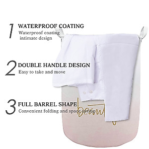 Mziart Storage Bins, 19.7" Large Storage Basket Canvas Nursery Hamper Collapsible Laundry Baskets Waterproof Organizer Basket with Gradient Design for Toys Clothes Kids Bedroom (Pink)