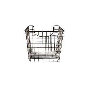 Spectrum Diversified Scoop Wire Basket, Vintage-Inspired Steel Storage Solution for Kitchen, Pantry, Closet, Bathroom, Craft Room & Garage, Small, Industrial Gray