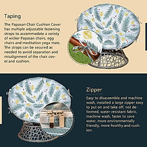 TORUTA Papasan Cushion Covers 50"D - Blue Leaf Flower Color 600D Waterproof Heavy Duty Oxford Cloth Outdoor patio Zippered Papasan Cushion Cover