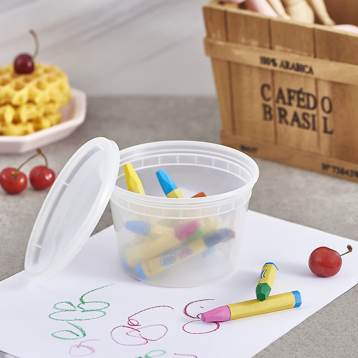 Jaluxing 16 oz. Plastic Deli Containers With Lids, 48 Sets - Leakproof, Stackable, BPA Free, Microwavable, Freezer Safe (Formerly FULING)