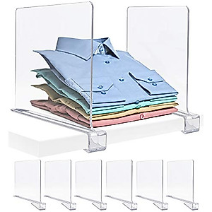 Sorbus 6 Acrylic Shelf Dividers for Shelves, Great Organizer for Clothes, Linens, Purse Separators, Versatile for Closets, Kitchen Cabinets, Bedroom (6-Pack)