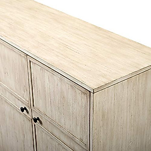 Walker Edison Alden Versatile 4 Door Framed-Storage-Sideboard, 62 Inch, Birch