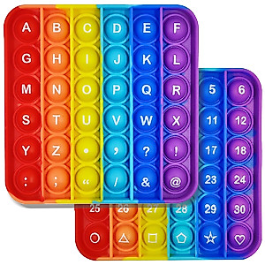 AK-SHIP 2 in 1 Fidget Toys, ABC Learning and Educational Toys, Poppers Fidget Toys,AK-SHIP Stress Relief, Autism Sensory Toys [26 Letters on One Side | Numbers 1-30 on The Other Side] (1 Pack)