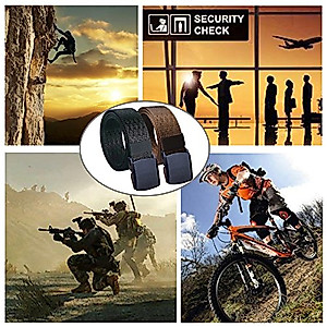 HOANAN Mens Nylon Belt Tactical 2 Pack 28-72 Waist Casual Work No Metal Web Belt (Pant size up to 36", 2pack-black coffee)