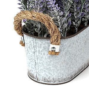 DILATATA Lavender Flowers Artificial Lavender Decor Fake Lavender Plant in Wooden Pot Faux Plants in Pots for Rustic Home Bathroom Table Centerpieces Wedding Decor Potted Lavender Flower Purple Decor