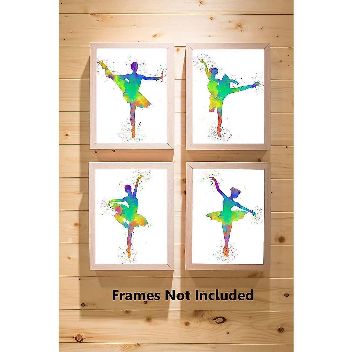 Girl Ballet Dancers Abstract Wall Art Print 8 x 10" Set of 4 Unframed, White Background, Perfect for for Ballerina, Teacher and Lover of Ballet, Ideal Bedroom, Dance Studio, Locker Decor