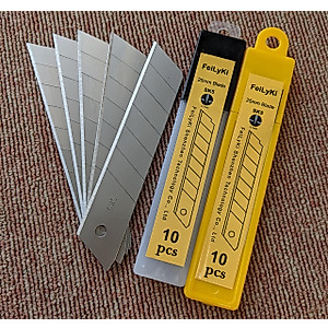FeiLyKi 20-Pack 25mm Blade Knife Blades Snap Off Blades,SK5 Steel Sharp Silver-2064
