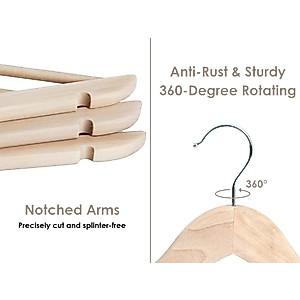 StorageWorks Coat Hanger, Schima Superba Clothes Hanger, Natural Wood Hangers for Shirts, Jackets, Pants, Coats, Suits, Sweaters, 10 Pack