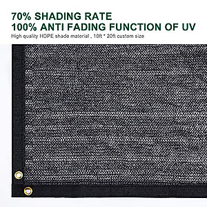 Kesfitt Garden 70% Shade Cloth, Resistant Sun Shade Net 10x20FT Mesh Tarp with HDPE Material and Reinforced Grommets Shade Trap for Greenhouse, Plant, Pergola, and Backyard Patio Sunshade