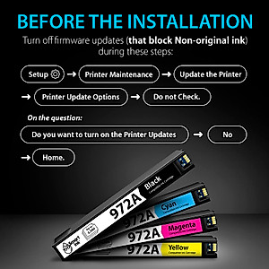 Smart Ink Compatible Ink Cartridge Replacement for HP 972A 972 (4 Pack Combo) to use with PageWide Pro 477dw 577dw 452dw 477dn 452dn 577z 552dw 377dw P55250dw Printers (Black & Cyan Magenta Yellow)