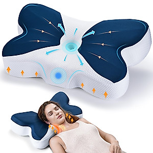 Cervical Pillows for Neck Pain Relief - Adjustable Orthopedic Side Sleeping Pillow, Memory Foam Pillows for Neck and Shoulder Support, Ergonomic Contour Side Back Stomach Sleeper Bed Pillow for Adult