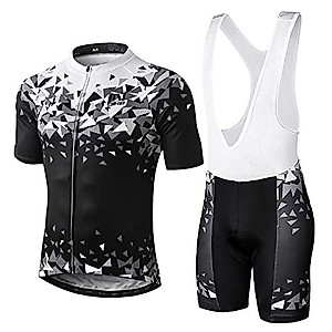 INBIKE Men Cycling Jersey Set Short Sleeve Breathable Bike Shirt with Padded Shorts Bib Shorts