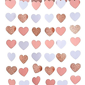 MOWO Heart Paper Garland Circle Hanging Decoration for Birthday Engagement Bridal Baby Shower Bachelor Valentine's Day Party, 2.5'' in Diameter,10-feet, 2pc