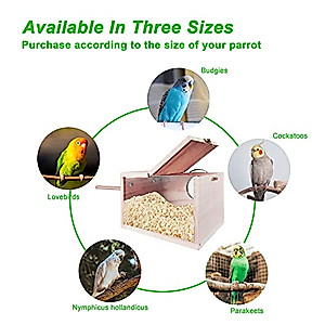 Parakeet Nesting Box, Transparent Bird Box Bird Nests for Cages Nest Box with Perch Wood Bird Cage House Nidos para Pajaros Periquitos for Cockatiel Lovebirds Budgie Finch Parrotlets Canary Conure