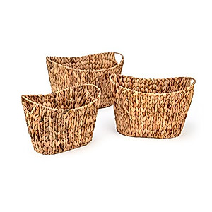 Trademark Innovations Set of 3 Oval Hyacinth Baskets with Iron Wire Frame