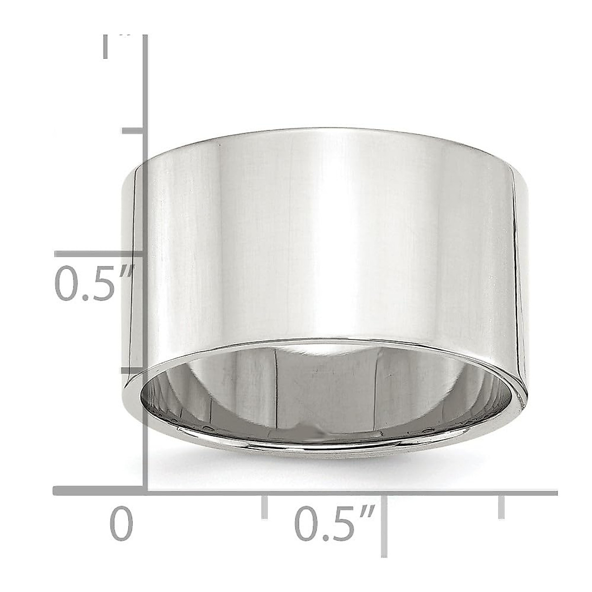 Diamond2Deal Sterling Silver 12mm Lightweight Flat Band Ring for Women Size 7.5