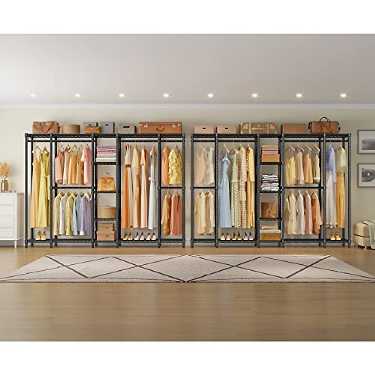 VIPEK V50 Wire Garment Rack Heavy Duty Clothes Rack, Large Portable Wardrobe Rack Clothes Storage Organizer Closet Multi-Functional Bedroom Clothing Rack, 89.8"Lx15.7"Wx76.4"H, Max Load 1100lbs, Black