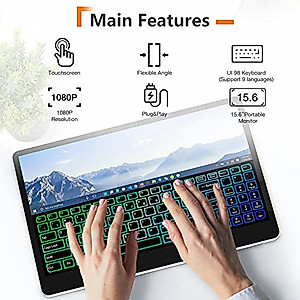FLYTOCCA 15.6" Touchscreen Portable Monitor, 10-Point Touch Screen Monitor, 1080P FHD IPS External Monitor Display Screen for Laptop PC Phone Mac Xbox PS5/PS4 Switch