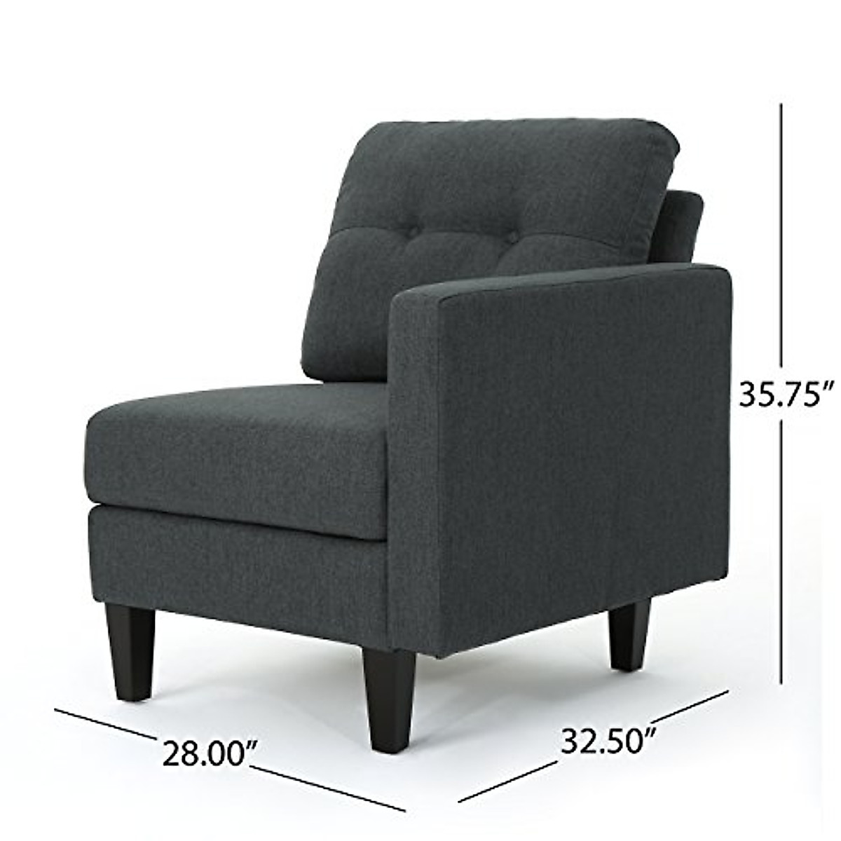 Christopher Knight Home Emmie Mid-Century Modern 5-Piece Sectional Sofa, Dark Grey / Dark Brown