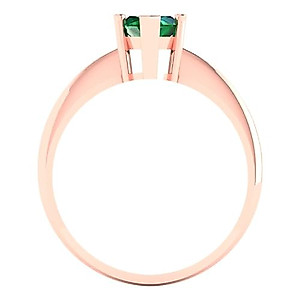 Clara Pucci 1.50 ct Marquise Cut Solitaire Simulated Emerald Engagement Wedding Bridal Promise Anniversary Ring 18K Rose Gold Size 10.5