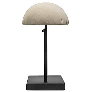 MyGift Premium Tabletop Black Metal Hat Stand and Wig Display Holder Rack with Fabric Covered Dome and Adjustable Height