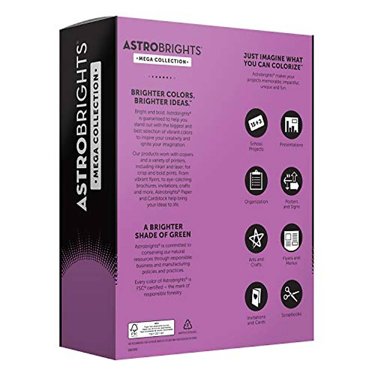 Astrobrights Mega Collection Colored Paper, 8 ½ x 11, 24 lb/89 gsm, Bright Purple, 625 Ct. (91675) "Amazon Exclusive" - More Sheets!