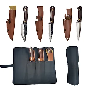 CHYI-GOGO Kitchen tools 3pcs kitchen knife set, Hand forged chef's knife. Suitable for camping barbecue, outdoor hunting knife, kitchen. (3 knives and knife bags)
