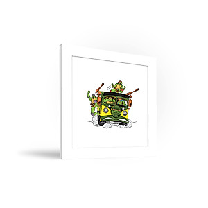 Trends International Gallery Pops Nickelodeon Teenage Mutant Ninja Turtles - Party Wagon Wall Art Wall Poster, 12" x 12", White Framed Version