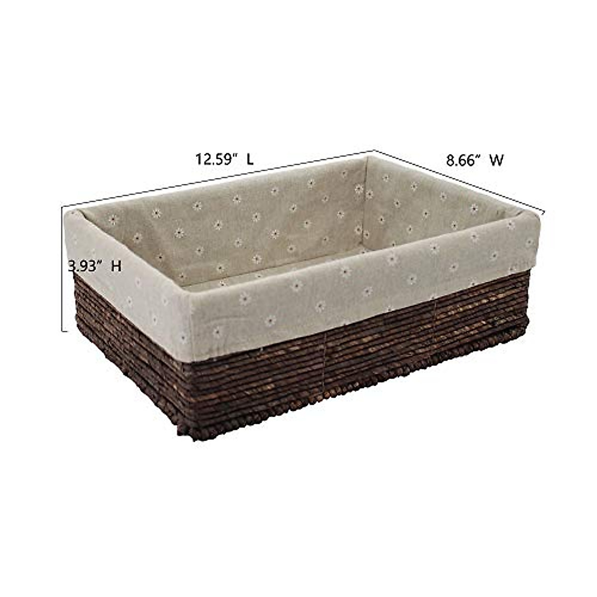 Storage Basket, Natural Corn Husk Rectangular Bins, Arts and Crafts. (Brown, Small)