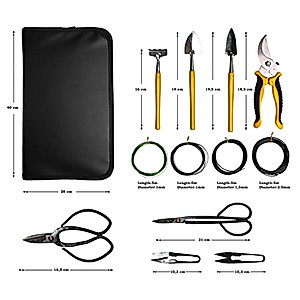 Phoenicus Bonsai Tools Set 13 Pcs High Carbon Steel Succulent Gardening Trimming Tools Set, Bonsai Scissors Set, yellow
