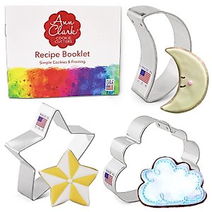 Celestial Cookie Cutters 3-Pc. Set Made in USA by Ann Clark, Star, Moon, Cloud