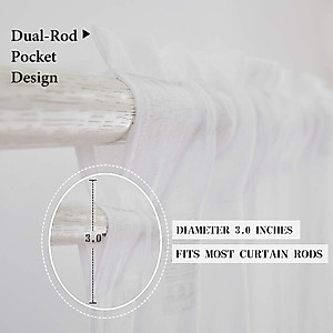 MIULEE Semi White Sheer Curtains Linen Textured Window Treatment Voile Drapes for Living Room Rod Pocket 2 Panels 54 x 72 Inches