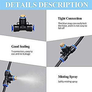 Hotop Fan Misting Kit, Outdoor Fan Misting Cooling System with 6 Brass Mist Nozzles Brass Adapter 19.68 Feet Misting Line 20 Cable Tie for Cooling Patio Garden Greenhouse Breeze Connect to Outdoor Fan