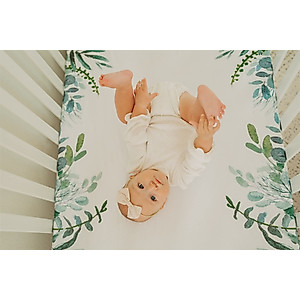 NODNAL CO. 3 Fitted Crib Sheets Leafy Set - 100% OEKO-TEX Cotton Baby Girl/Boy Nursery Bedding - Gender Neutral Leaves, Greenery, Floral Eucalyptus Standard Baby Toddler Crib Mattress 28”x52”x9” Sheet