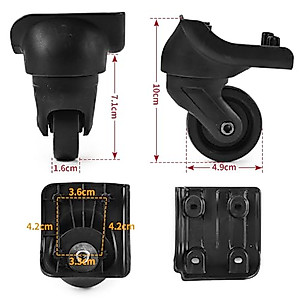 2-Pcs Luggage Wheel Replacement, Suitcase Spinner Black Sturdy Mute Wheels Kit for DIY Repair, Spinner Casters Plastic 360 Degree Rotation