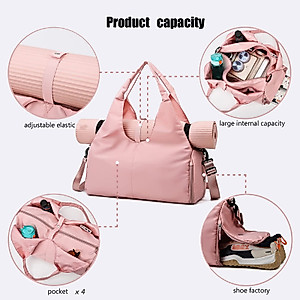 HAUTHE Gym Bag for Women,Sports Gym Yoga Bag with Shoes Compartment,Travel Duffel Shoulder Weekend Bags for Women with Wet Pocket