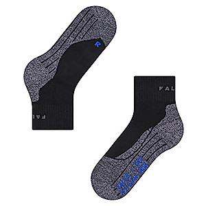 FALKE Women's TK2 Explore Cool Short Hiking Socks, Quarter, Medium Padding, Breathable Quick Dry, Cooling, Lyocell, Black (Black-Mix 3010), 9.5-10.5, 1 Pair