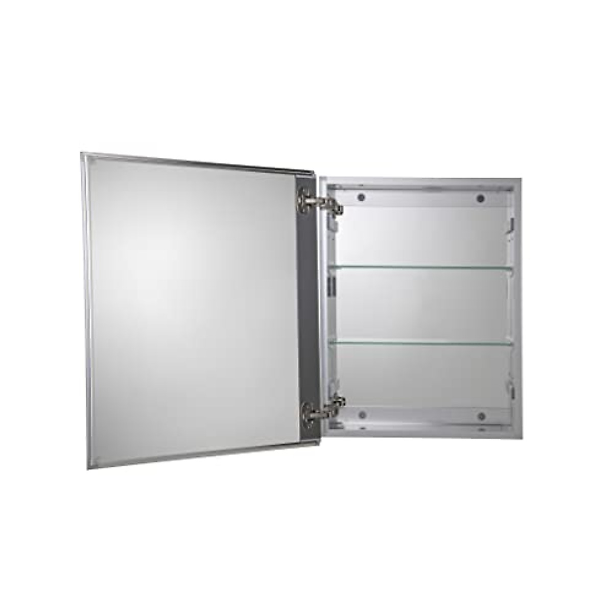 Croydex Hartford Single Door, Recessed or Surface Mount, Hang 'n' Lock Easy Installation Medicine Cabinet, 20W x 26H, Aluminum