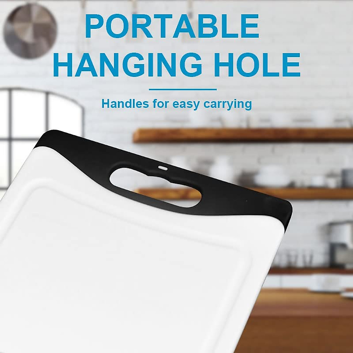 Cutting Board, Cutting Boards for Kitchen set of 3, Black Chopping Board Dishwasher safe, Easy Grip Non-slip Handle Border with Juicy Groove, Reversible, Chopping Food, Baking, Cooking Meat.