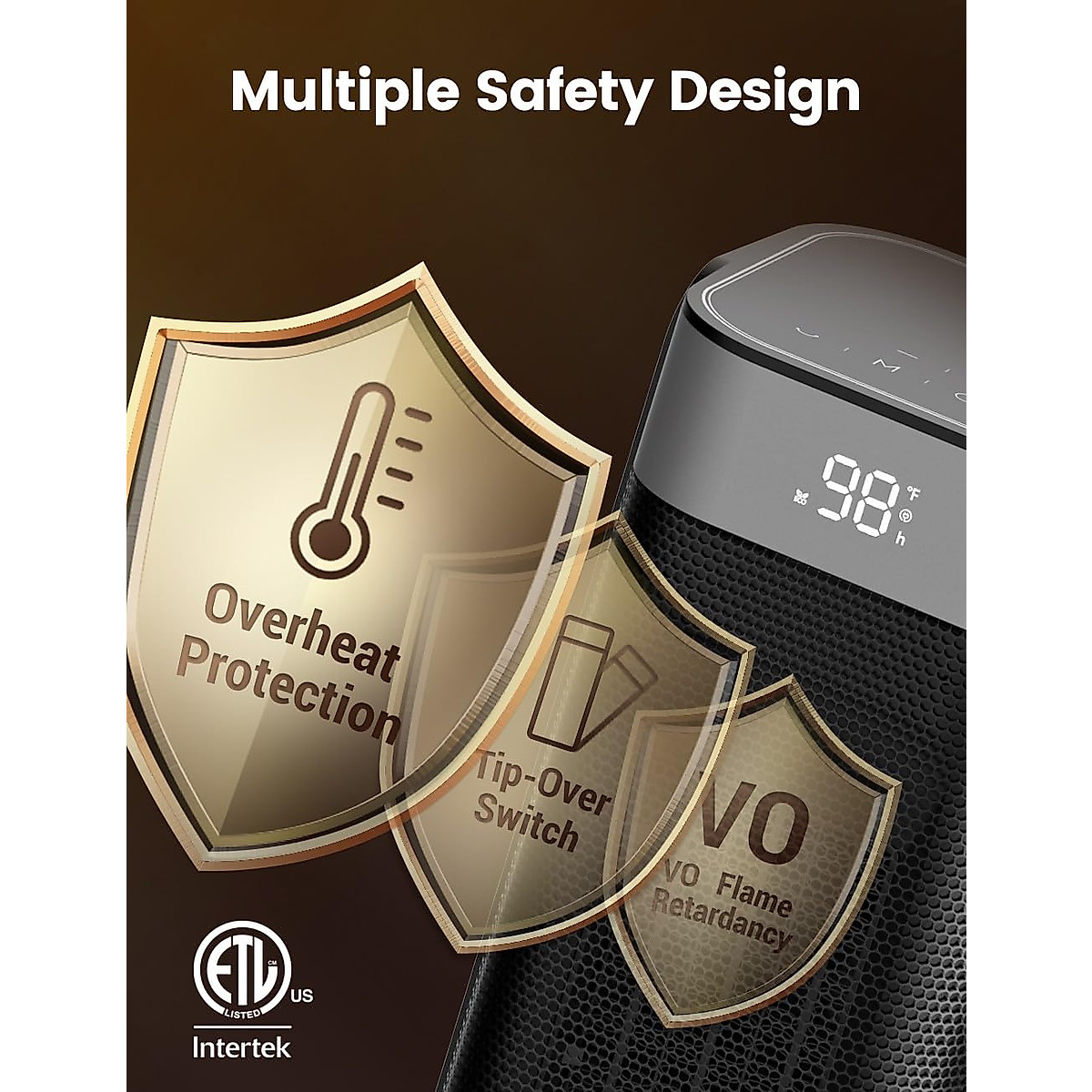 Sunnote Space Heater for Indoor Use, 1500W Fast Heating, Electric & Portable Ceramic Heaters with Thermostat, 5 Modes, 24Hrs Timer, 80°Oscillating Room Heater with Remote, Safe for Office Bedroom Use