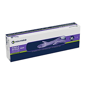HALYARD Purple Nitrile MAX Exam Gloves, Textured Palm/Fingertips, Powder-Free, 11.8 mil, Extended 16" Cuff, Purple, X-Large, 44995 (Case of 400)