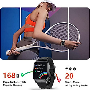 MorePro Smart Watch, Fitness Tracker with Heart Rate Blood Pressure Monitor, Fitness Watch & Blood Oxygen Step Tracker,Pedometer Activity Touch Screen IP68 Waterproof Sleep Tracker for Women Men Black