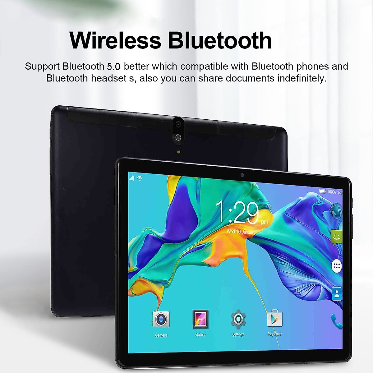ufehgfjh Upgraded 2+16g 10.1 Inch Android 10.0 System Tablet Pc HD Screen WiFi Bluetooth Voice Call Game Video Learning Tablet Dual Sim Dual Standby Full Netcom 4000mah Battery (Black)