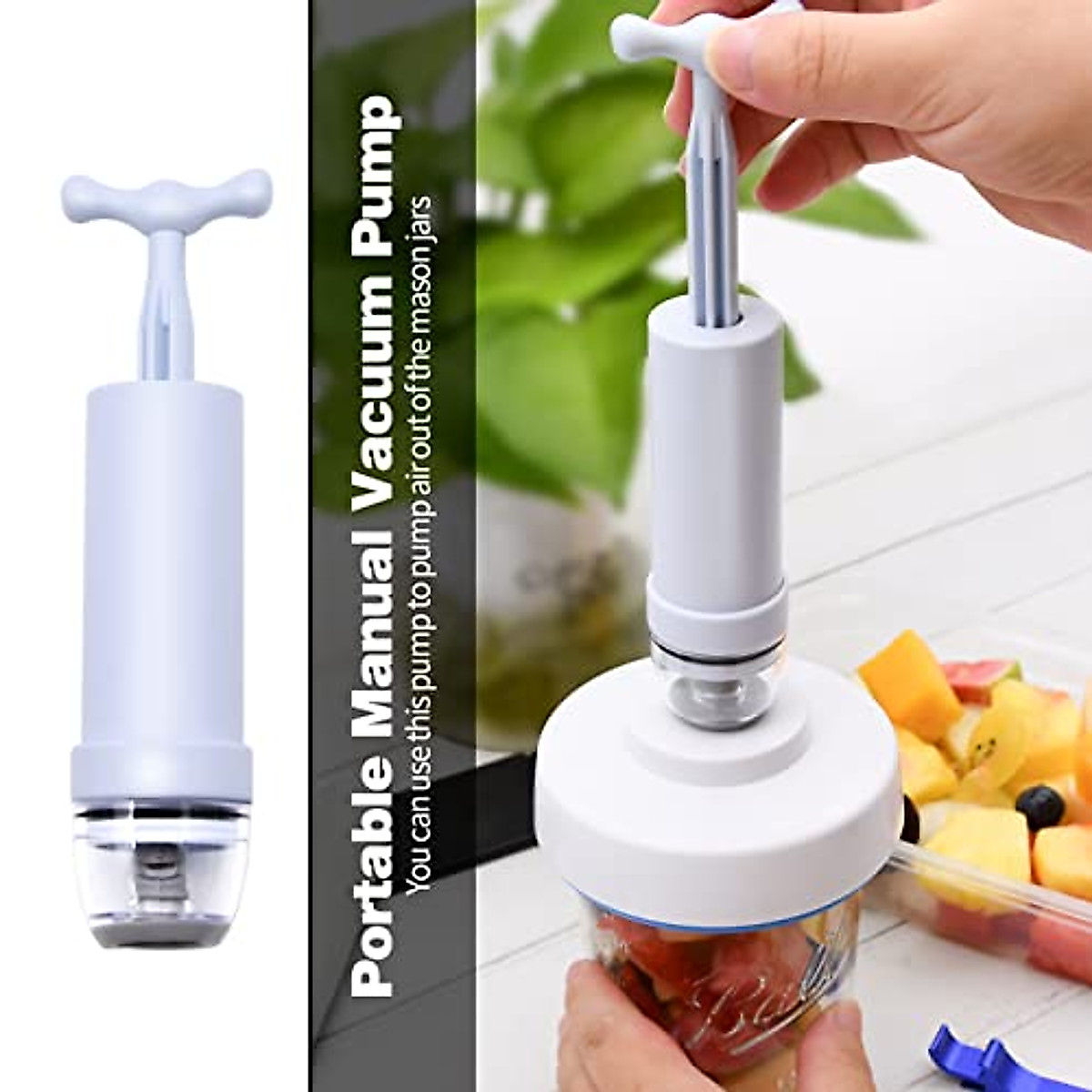 Jar Sealer and Accessory Hose Kit Compatible with FoodSaver Vacuum Sealer, Mason Jar Sealer Vacuum Kit for Regular & Wide-Mouth Mason Jar, Jars Sealing Hood with Hose and Jar Lids (White)