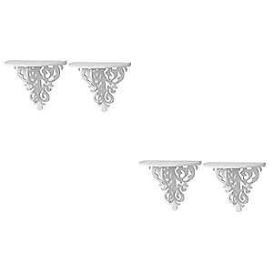 Cabilock 4 pcs Shelf for Art Flower Bracket Household Decor Hanging Nursery Decorative Carving Wall-Mounted Stand Modern Floating Pot Bedroom Office Wall Plant Retro Decoration Flowerpot