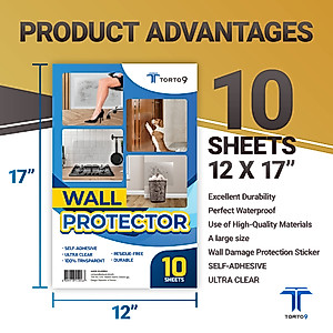 TOROTO9 Wall Protect 10 Sheets 12 x 17 Inch, Oil Proof Sticker Self-Adhesive Film Removable Paper for Cupboard Household (10)