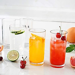 REALWAY 17-Ounce Shatterproof Plastic Water Tumbler, Clear Unbreakable Drinking Glasses, Dishwasher-Safe and BPA Free Set of 6