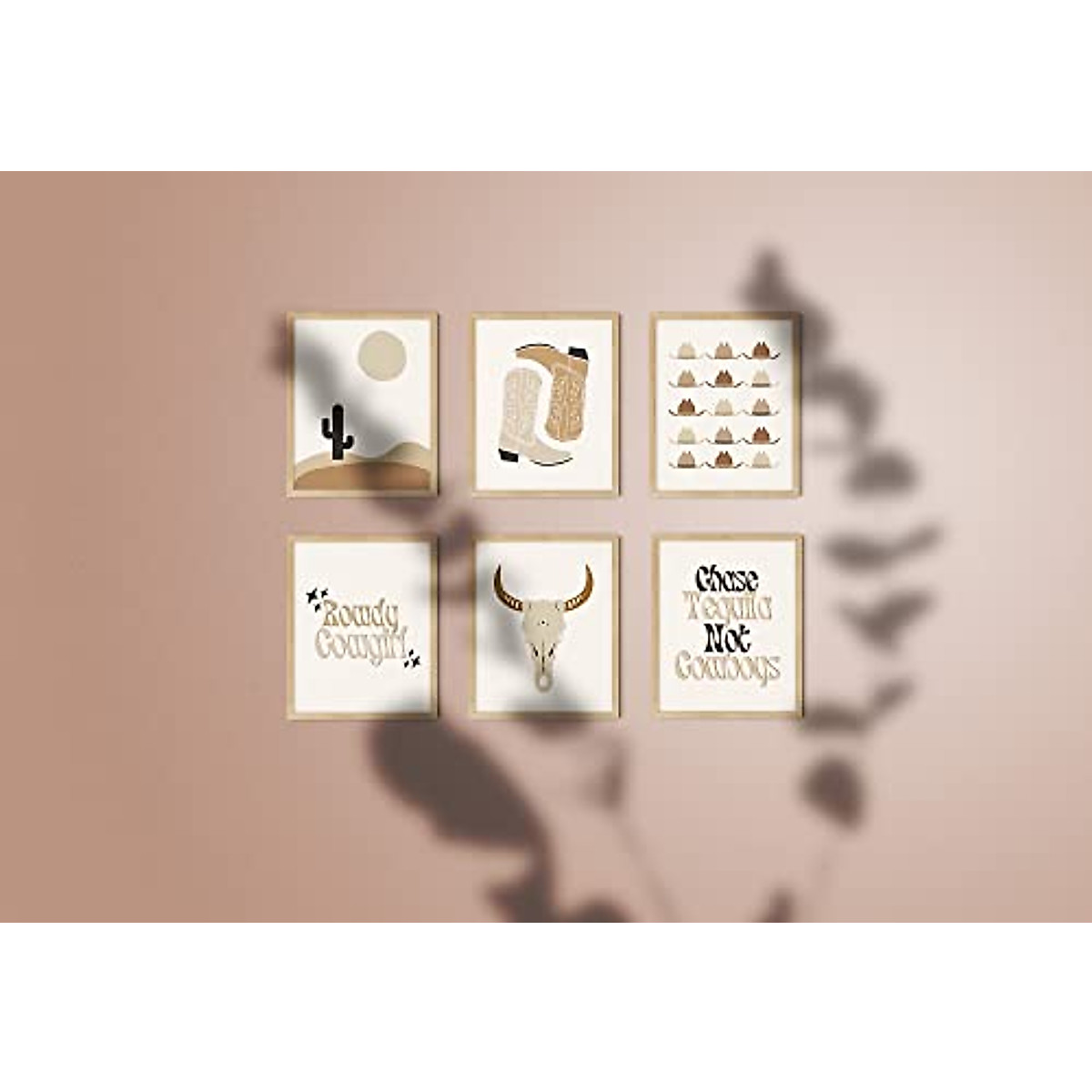 TwoDays Western Room Decor for Teen Girls, Boho Western Wall Decor for Bedroom, Cowgirl Art Prints, Western Home Decorations, Country Theme Posters. (8" X 10", Set of 6, Unframed)