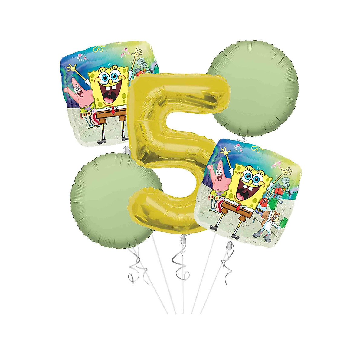 Sponge Bob Happy Birthday Balloon Bouquet (5 Balloons), 5th Birthday | Viva Party Balloon Collection